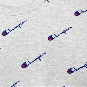 Champion | Shirts | Vintage Champion Blue Bar Tag Logo All Over Cropped ...